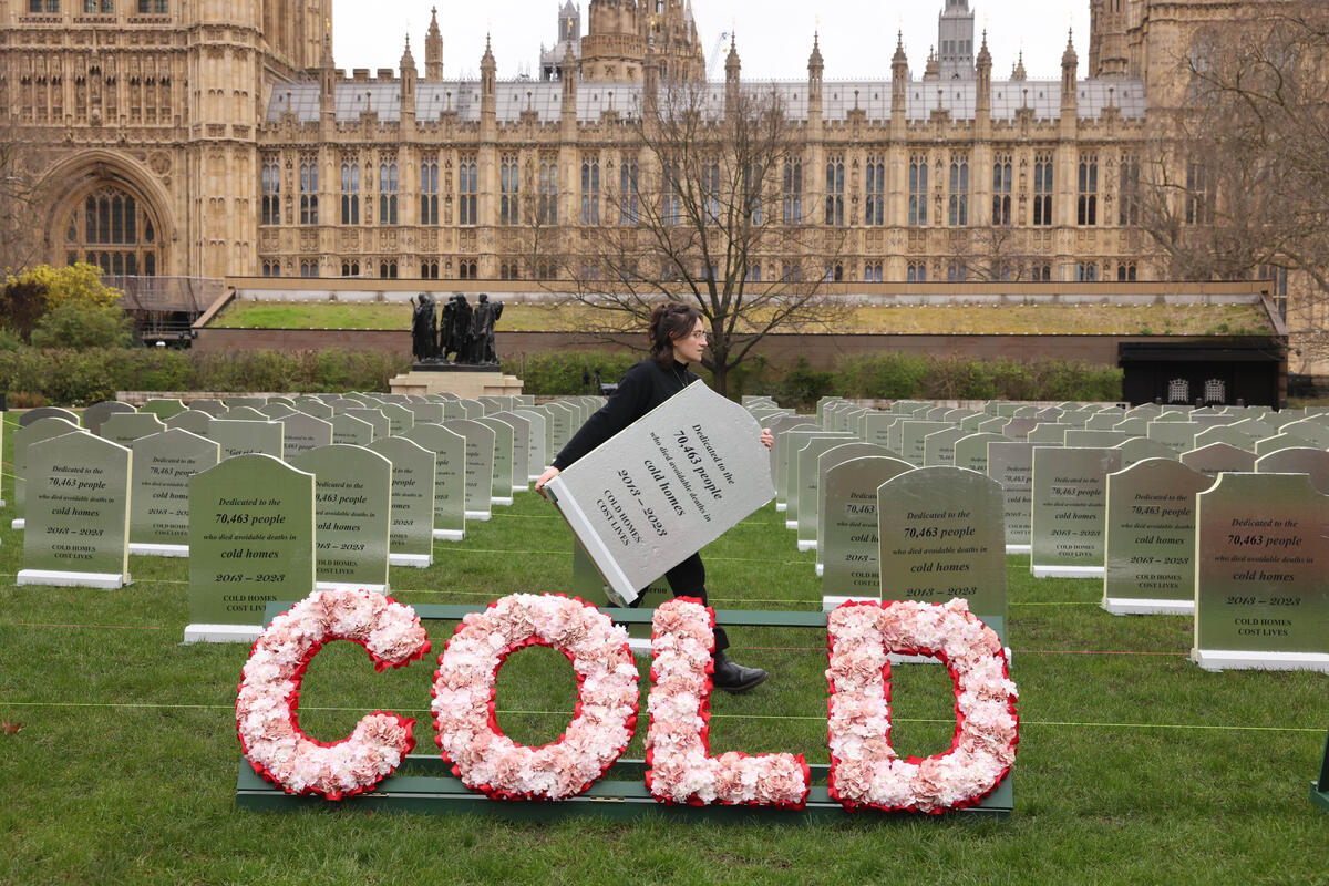Campaigners build cemetery outside Parliament warning 'cold homes cost ...