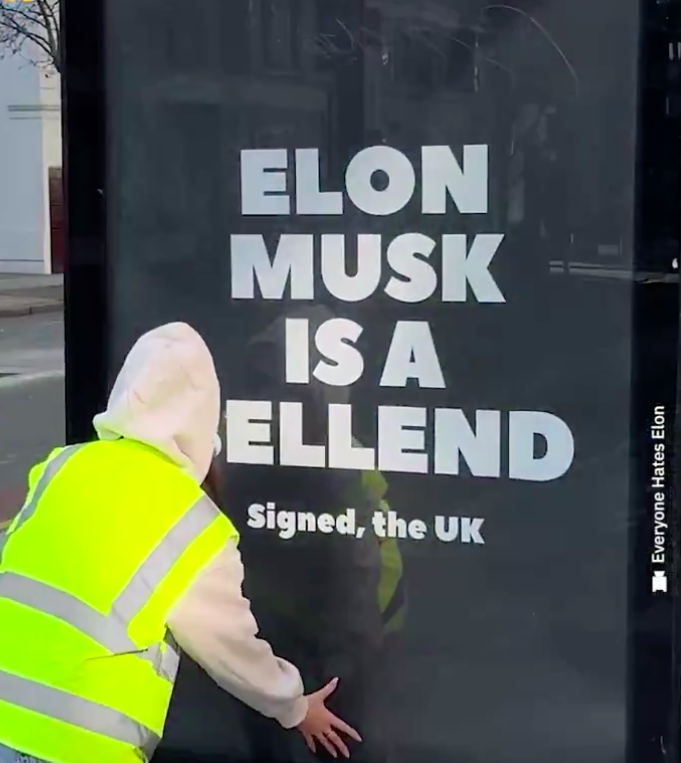 Anti-Elon Musk ad appears on London bus stop - Left Foot Forward ...