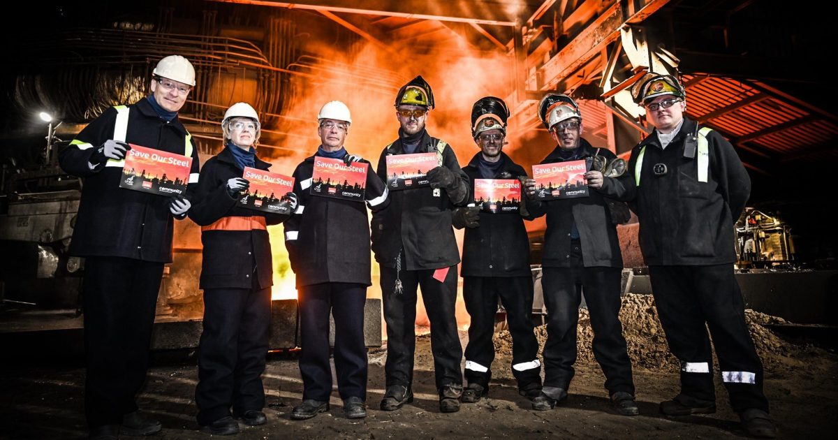 Union slams Nigel Farage for holding its ‘Save Our Steel’ posters in ...