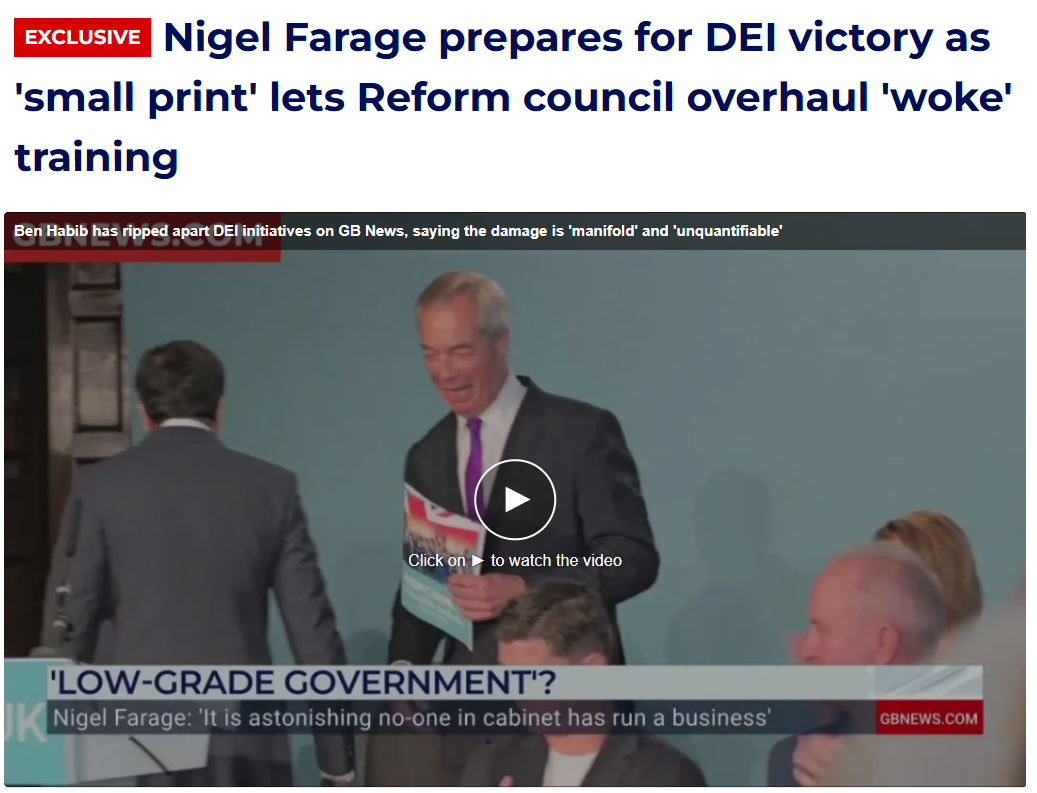 Woke bashing of the week: GB News gushes over Reform’s so-called DEI ...